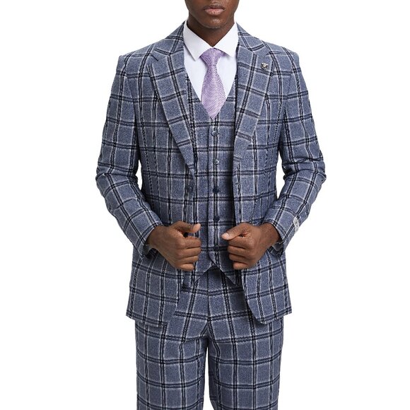 Stacy Adams | Suits & Blazers | Grey Plaid 3 Piece Stacy Adams Mens ...